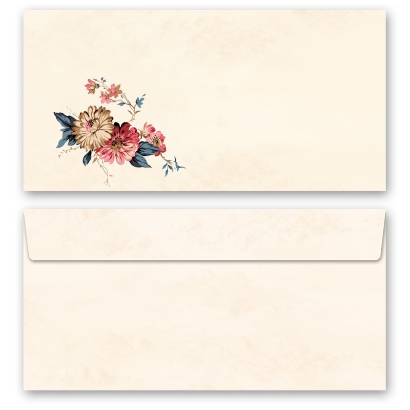 Motif envelopes FLORAL LETTER 10 envelopes (windowless) DIN LONG (220