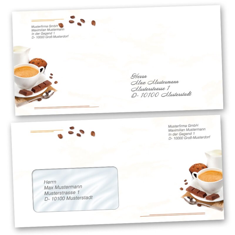 Motif envelopes COFFEE WITH MILK 10 envelopes DIN LONG (220x110 mm)