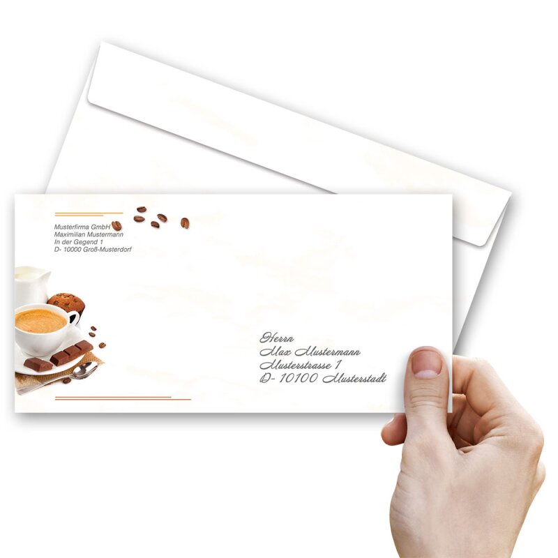 Motif envelopes COFFEE WITH MILK 10 envelopes DIN LONG (220x110 mm)