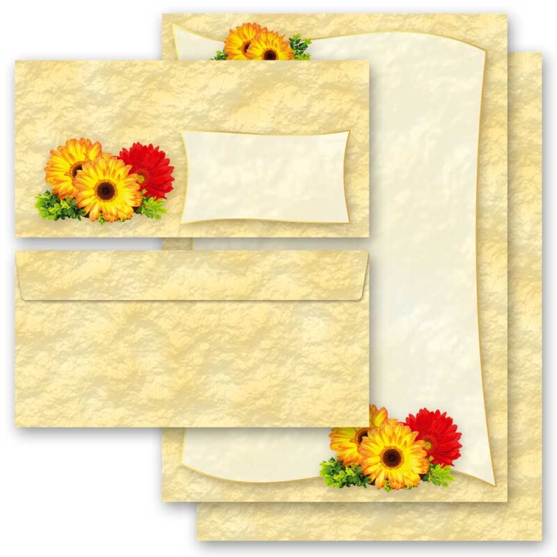 Stationery motif-paper sets Flowers motif GERBERA Flowers & Petals, B