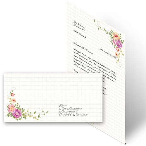 Motif-Stationery Sets FLORAL LETTER 100-pc. Complete set DIN A4 & DIN