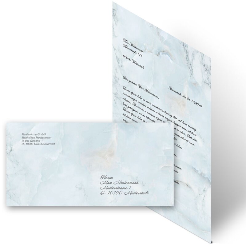 Briefpapier Sets MARMOR HELLBLAU Briefpapier Set, 40 tlg. DIN A4 & DI