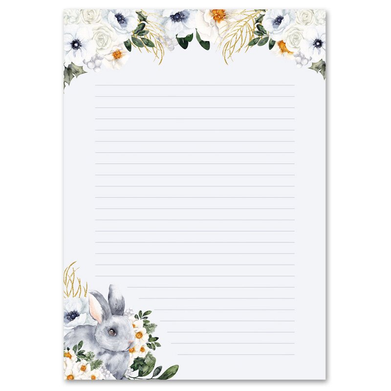 Stationery motif-paper sets Flowers & Petals, Animals Bunny Meadow An