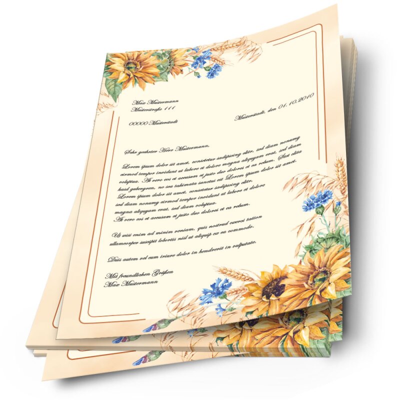 Stationery Paper Summer motif | Late Summer Flowers & Petals, Seasons