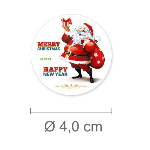 4 Bögen mit 24 Sticker POST VOM WEIHNACHTSMANN - Weihnachtsmotiv Rund