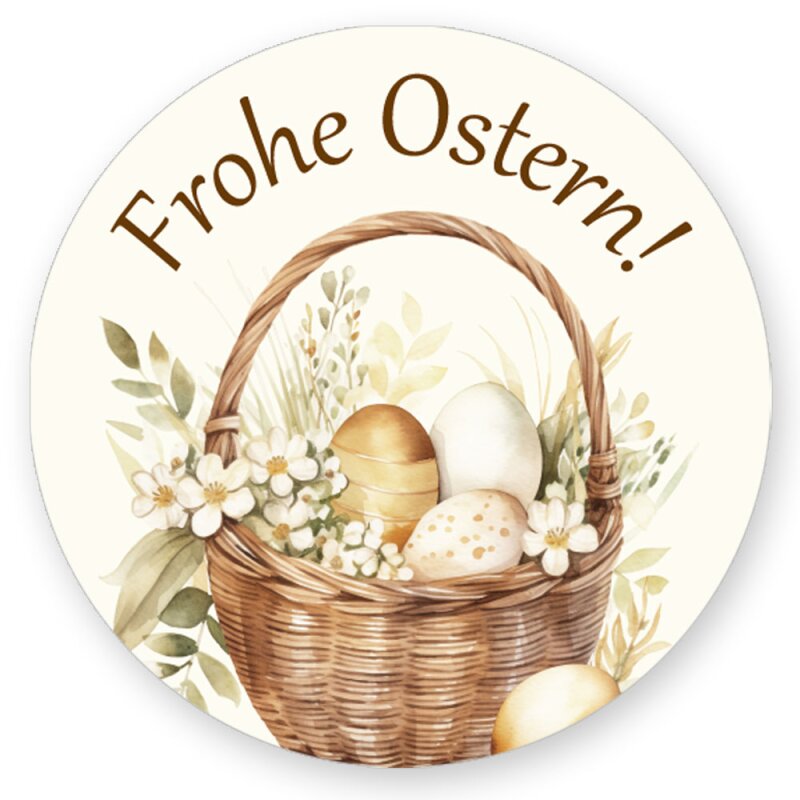 50 stickers FROHE OSTERN - Easter motif Round Ø 4,5 cm