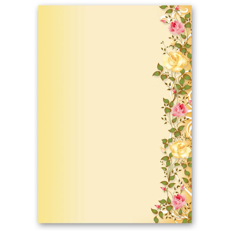 Briefpapier Blumenmotiv Rosenranken Blumen Blüten Paper Media