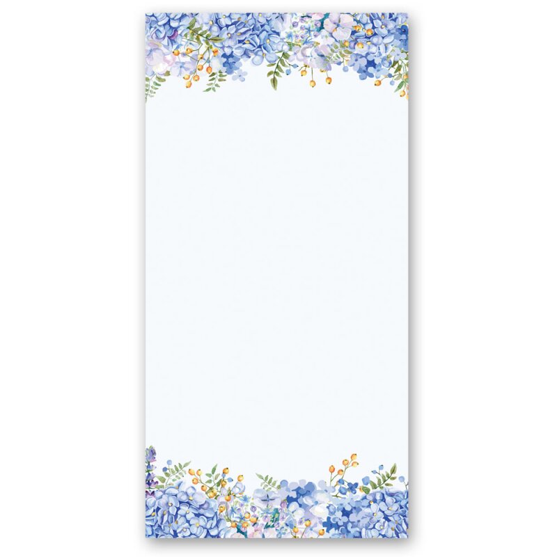 Briefpapier Blumen & Blüten BLAUE HORTENSIEN - DIN A4 - 20 Blatt